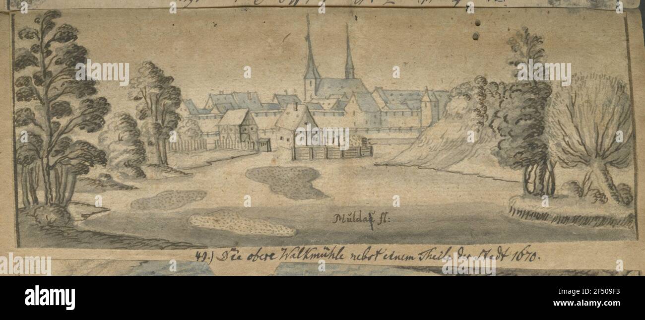 The upper walk mill plus a part of the city 1670, Figure 49 Stock Photo ...