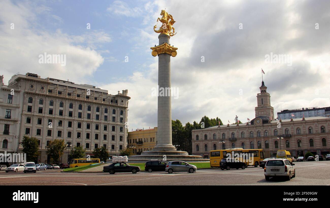 Freedom Monument with equestrian statue of Saint George, at the Liberty ...