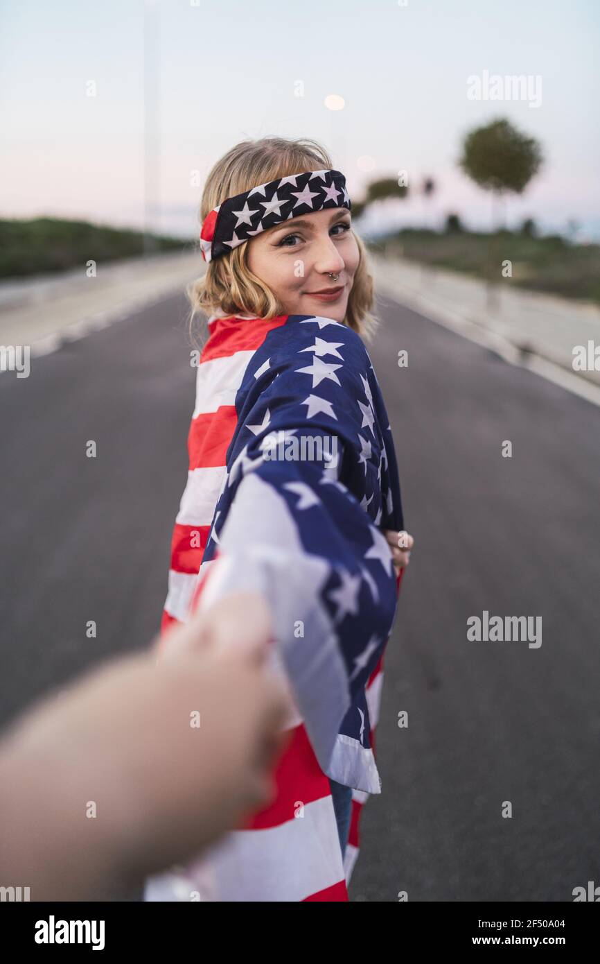 Young caucasian female flag hi-res stock photography and images - Alamy
