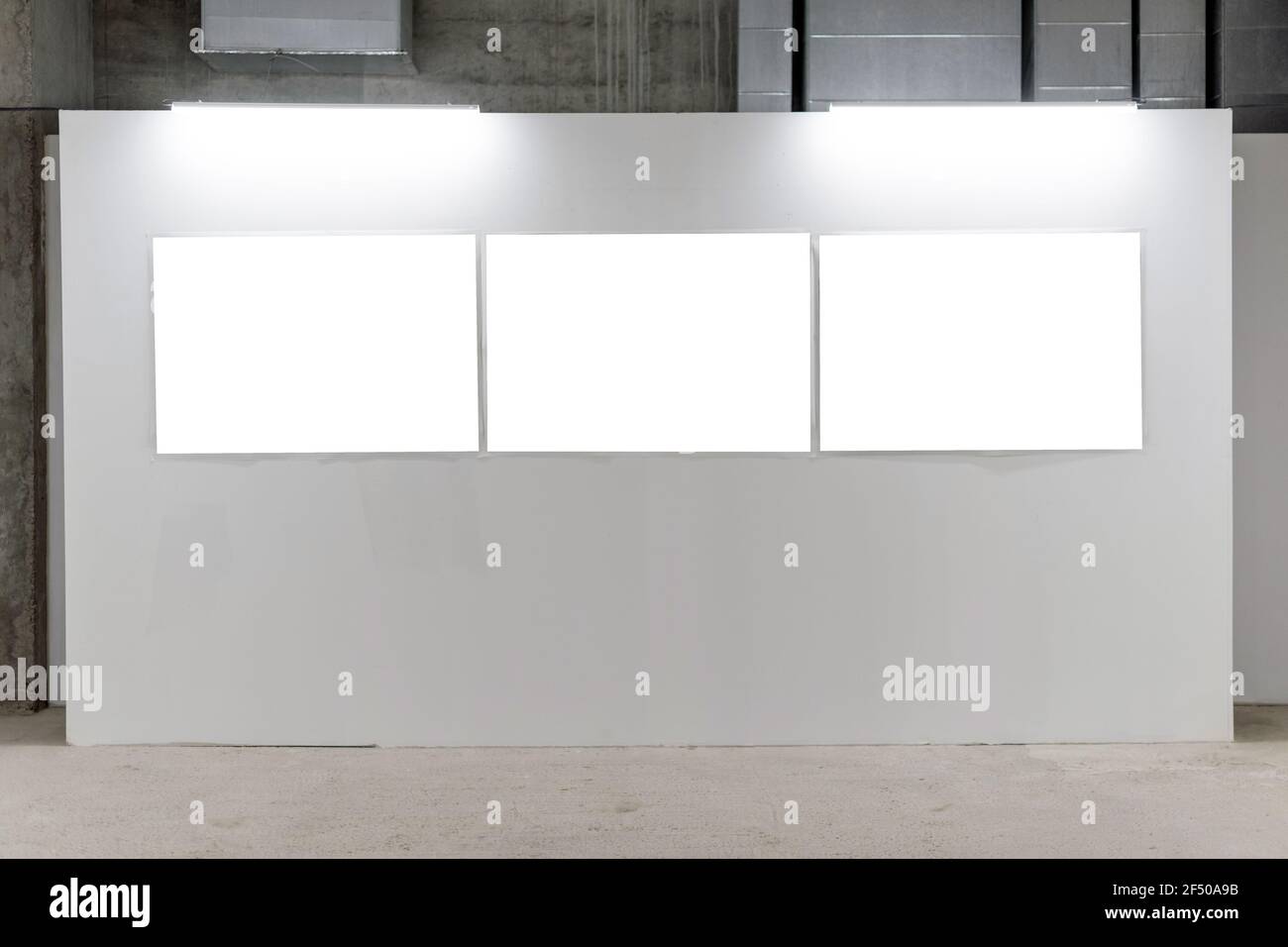 Mock up. Blank picture frames on white wall. Gallery wall with empty ...