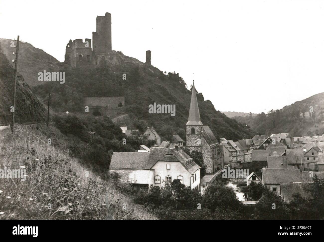 Monreal in the Elztal with castle ruins Stock Photo - Alamy