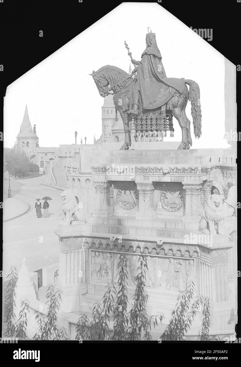 Budapest. King Stephan the holy (riderstand picture, 1906 Stock Photo ...