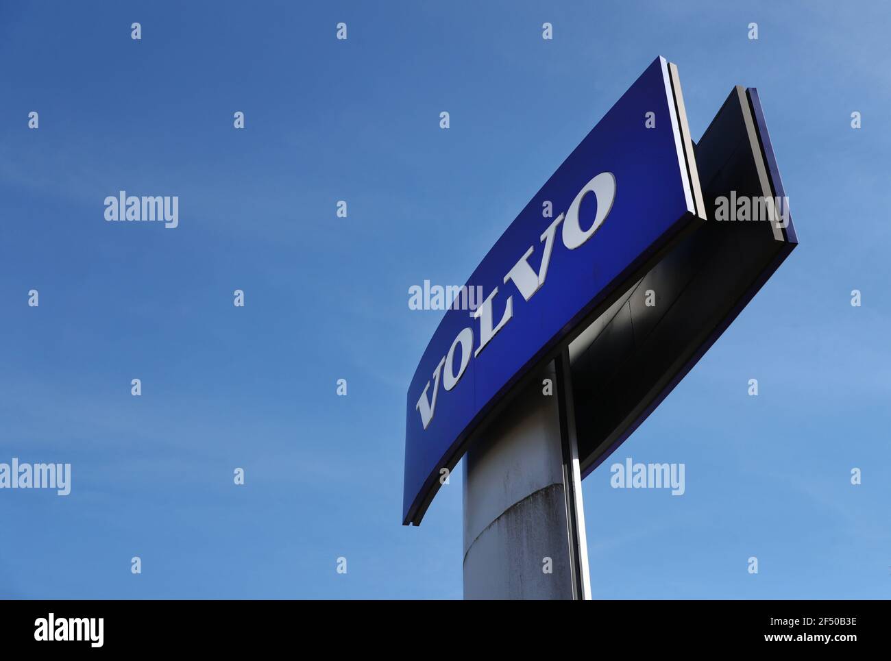 Volvo sign at a service facility on Tuesday. The truck manufacturer AB ...