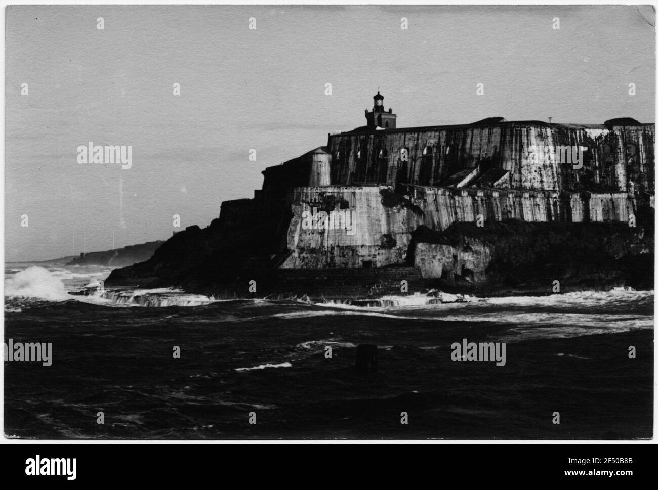 Coastal view historical fort Black and White Stock Photos & Images - Alamy