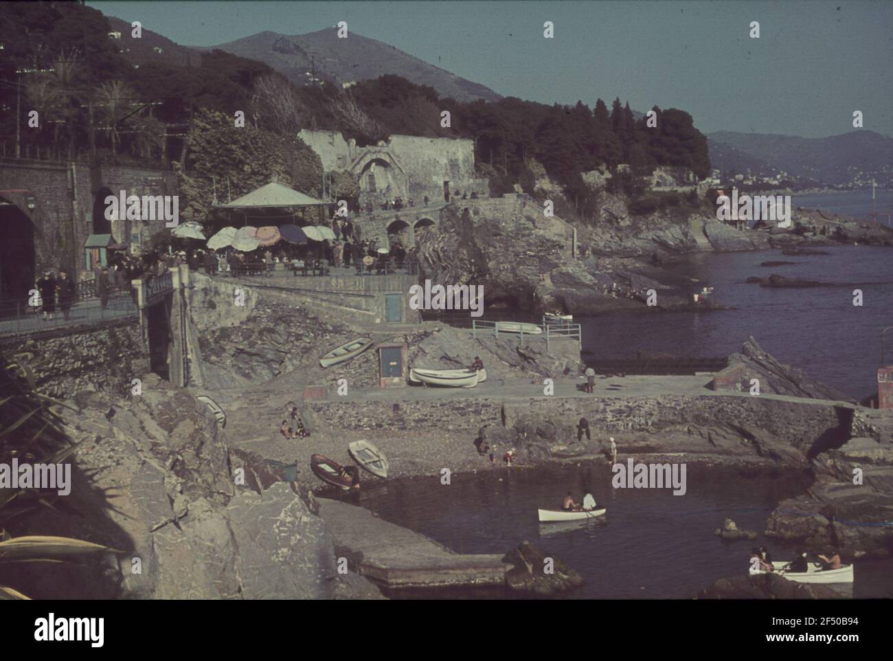 Travel Photos Italy. Local view with rock promenade in a bay Stock ...