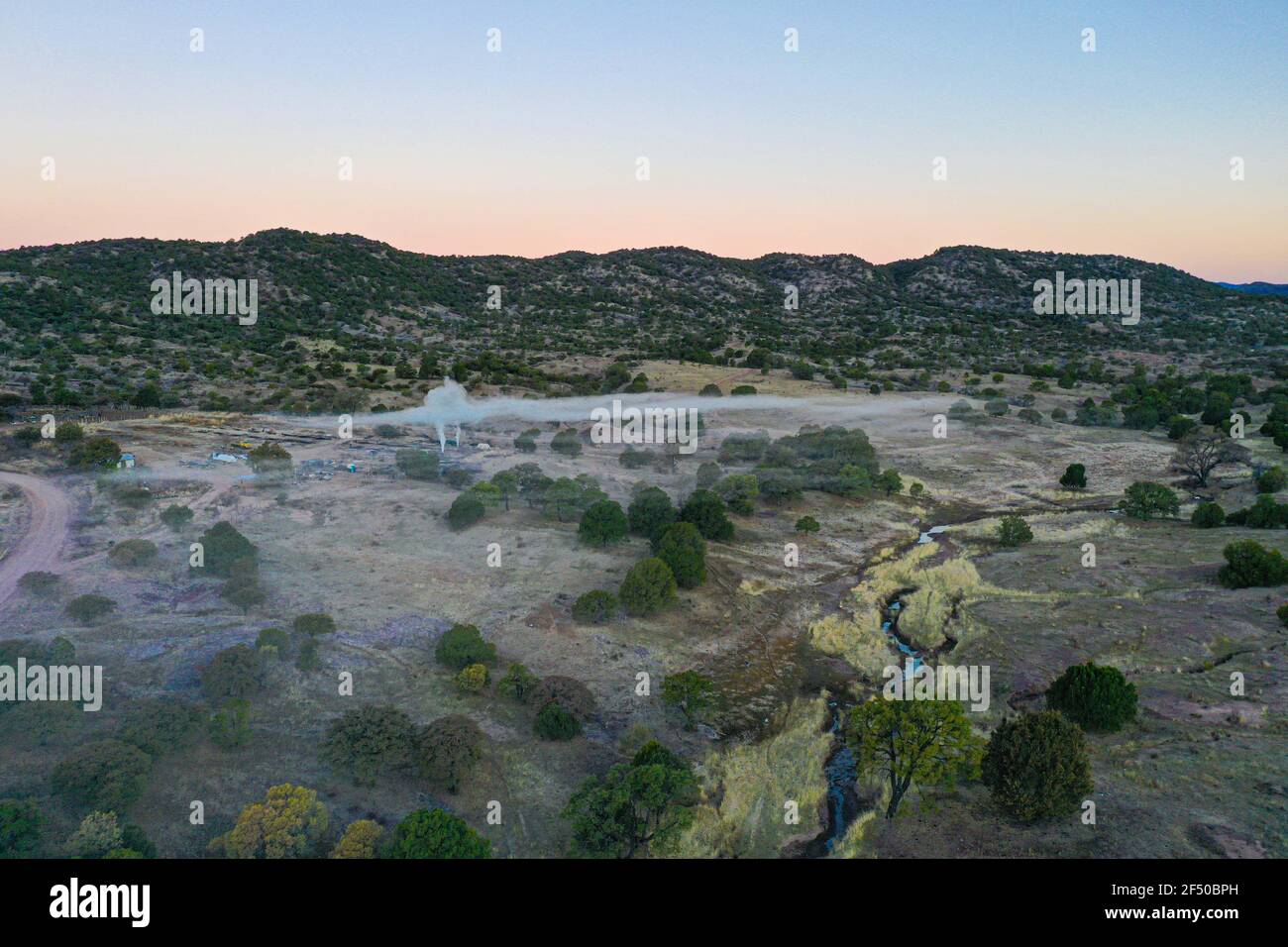 Aerial view of the valley and landscape in Matarachi in the ...
