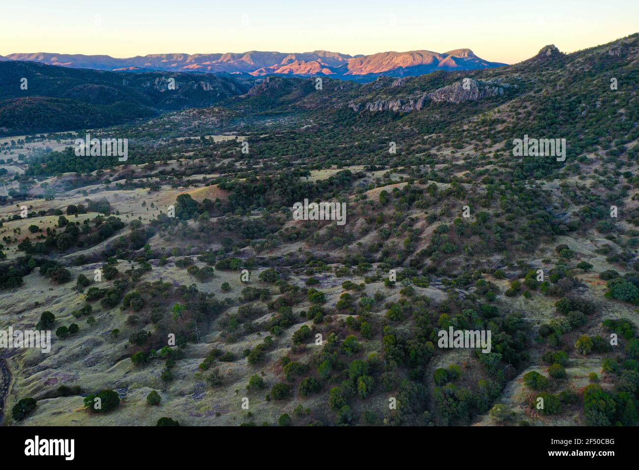 Aerial view of the valley and landscape in Matarachi in the ...