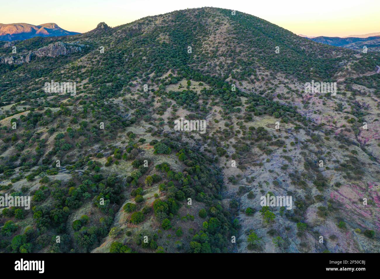 Aerial view of the valley and landscape in Matarachi in the ...
