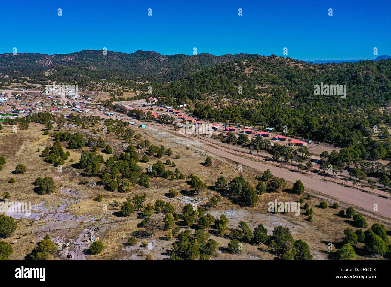 Aerial view of the community or town of Tarachi in the municipality of ...