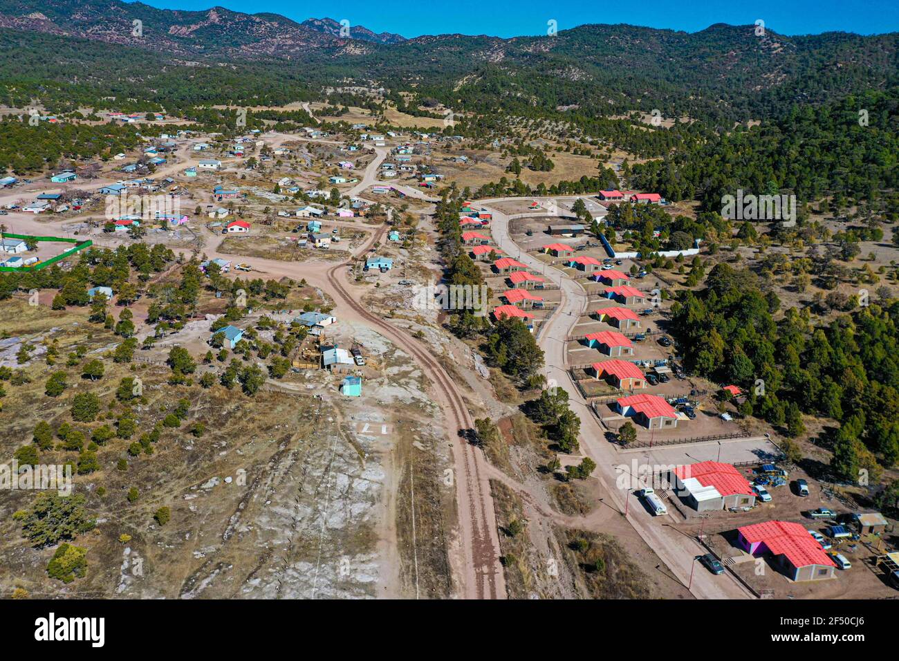 Aerial view of the community or town of Tarachi in the municipality of ...