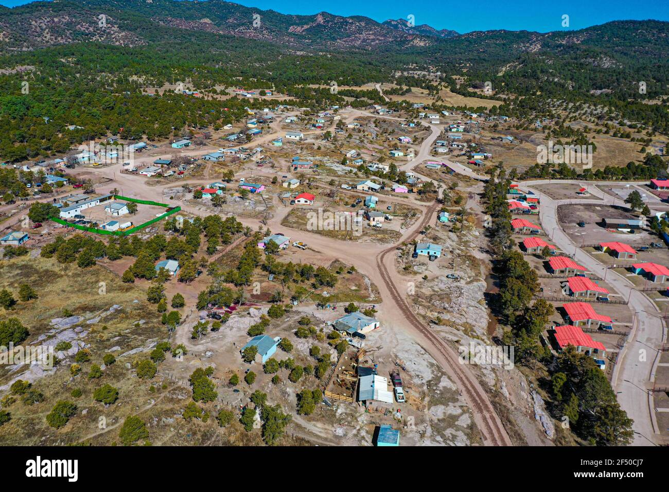 Aerial view of the community or town of Tarachi in the municipality of ...