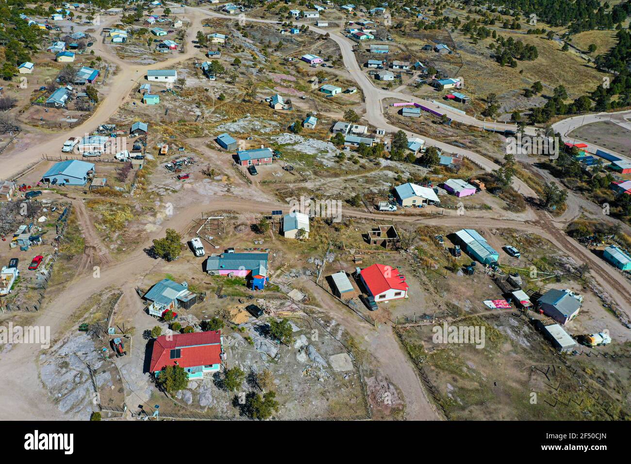 Aerial view of the community or town of Tarachi in the municipality of ...