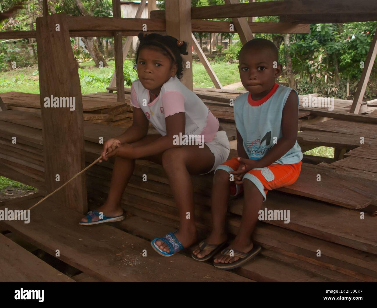 Darien Province, Panama. 07-18-2019. An indigenous boys from the Darien ...