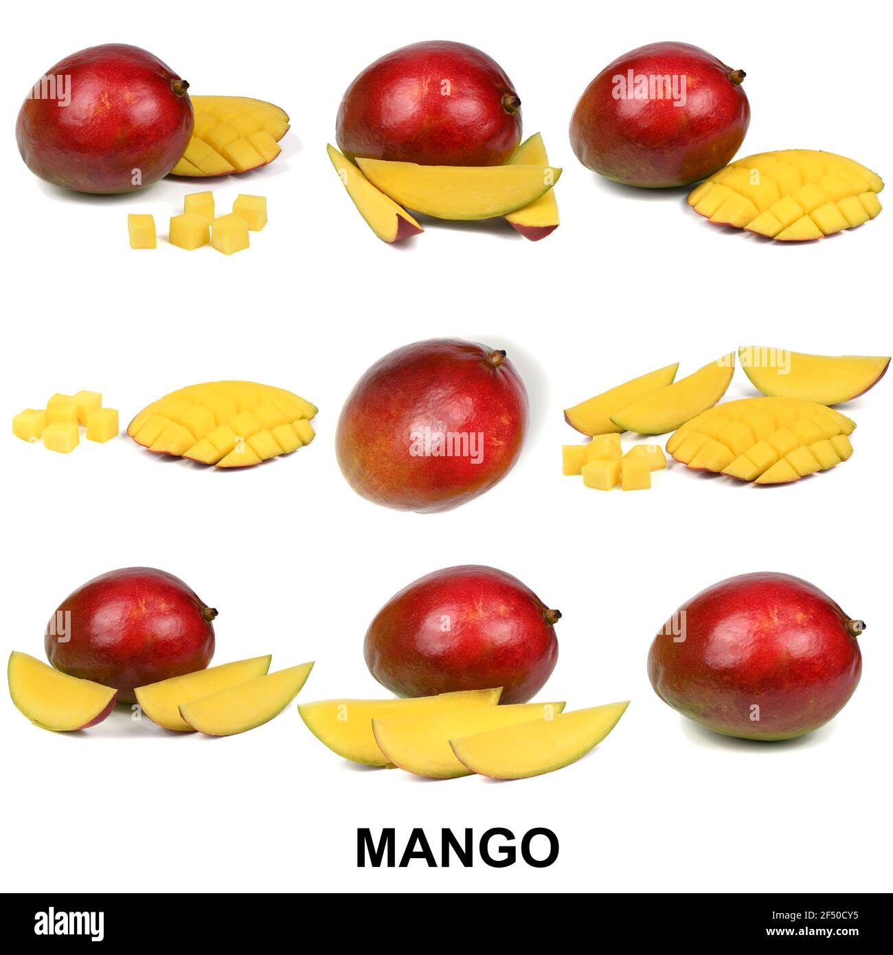 Creative layout made of Fresh Mango fruits isolated on white background ...