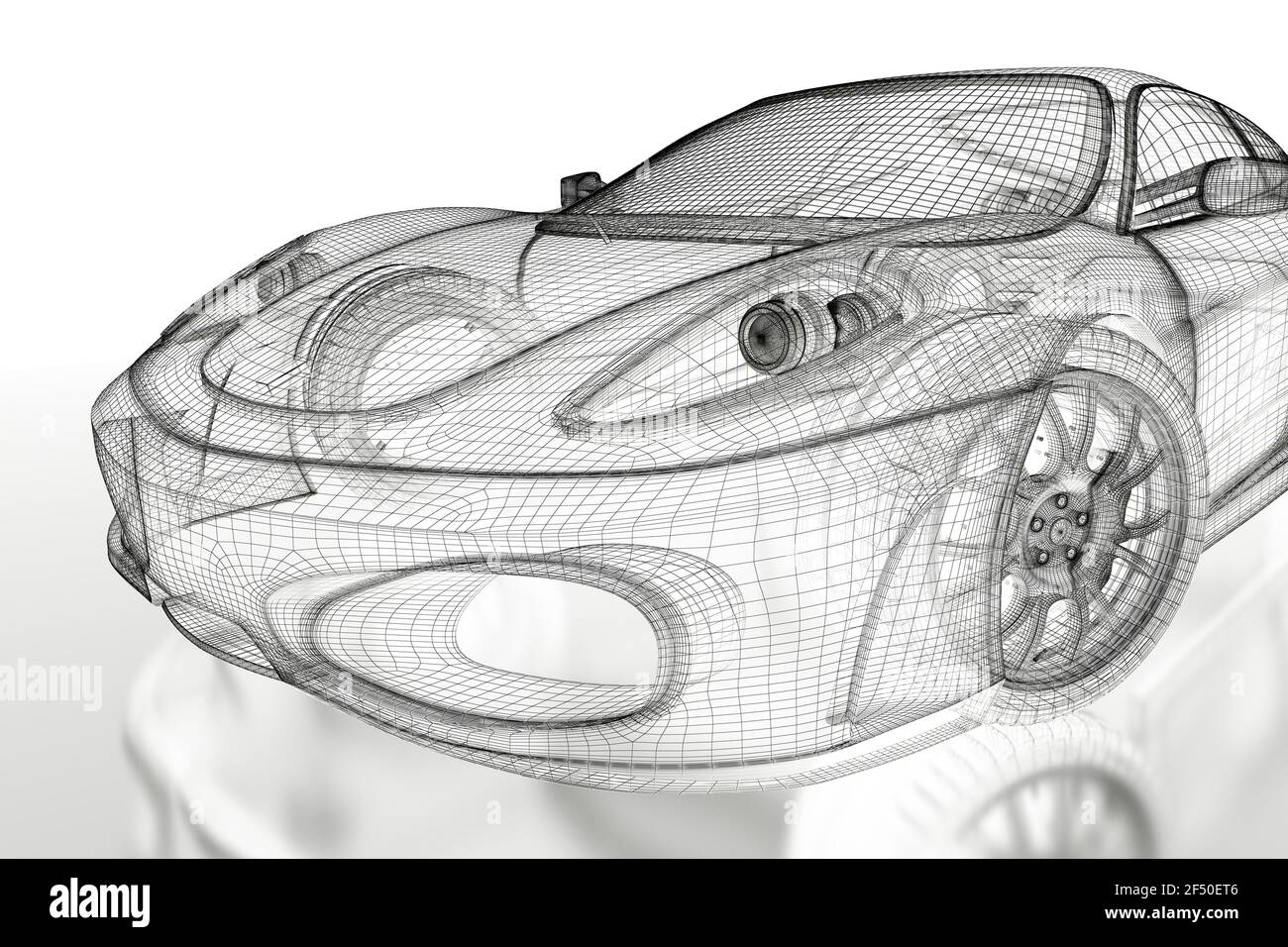 Car vehicle 3d blueprint mesh model on a white background. 3d rendered ...