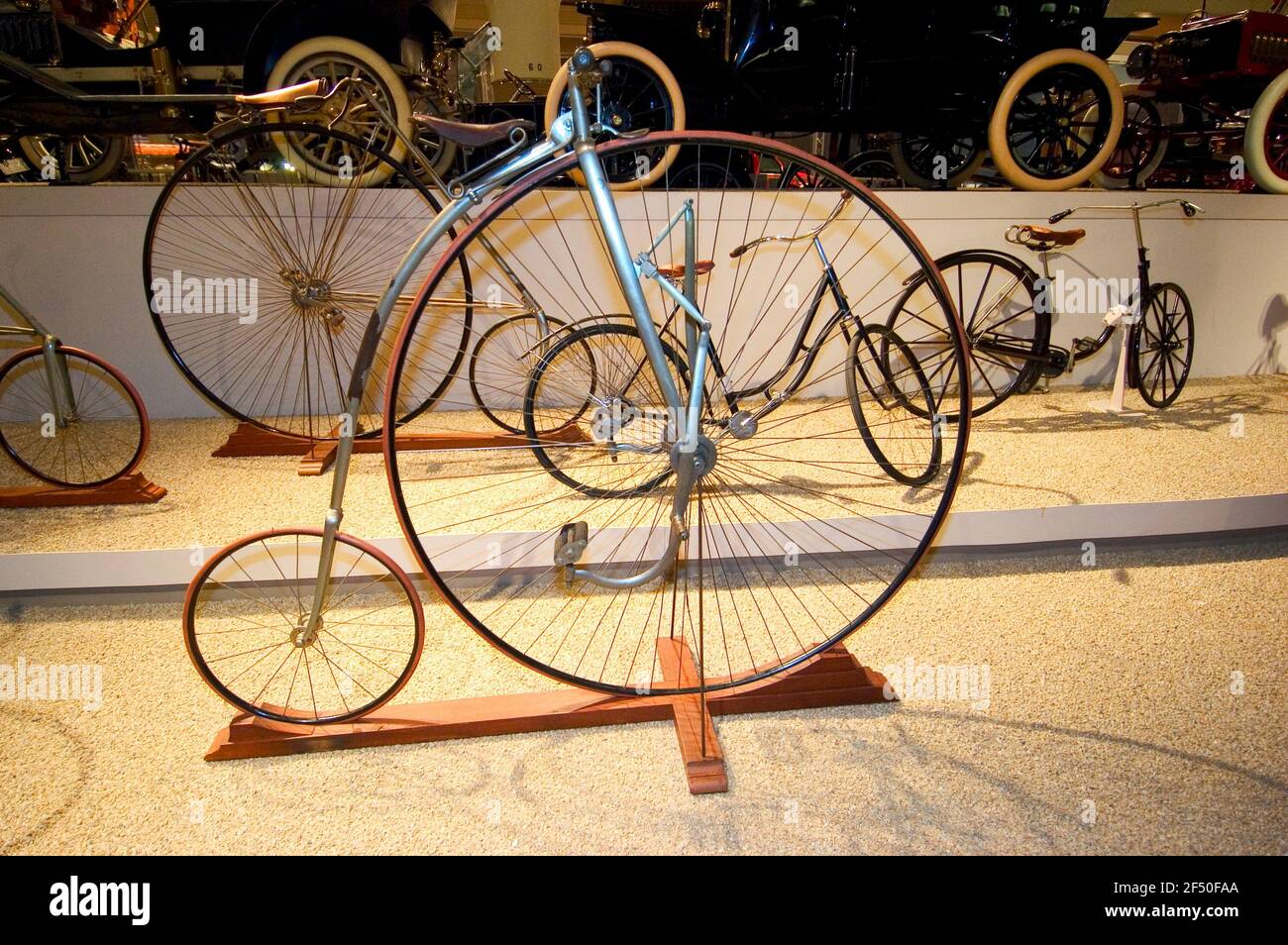 Vintage historica; bicycle at the Henry Ford Museum at Greenfield ...