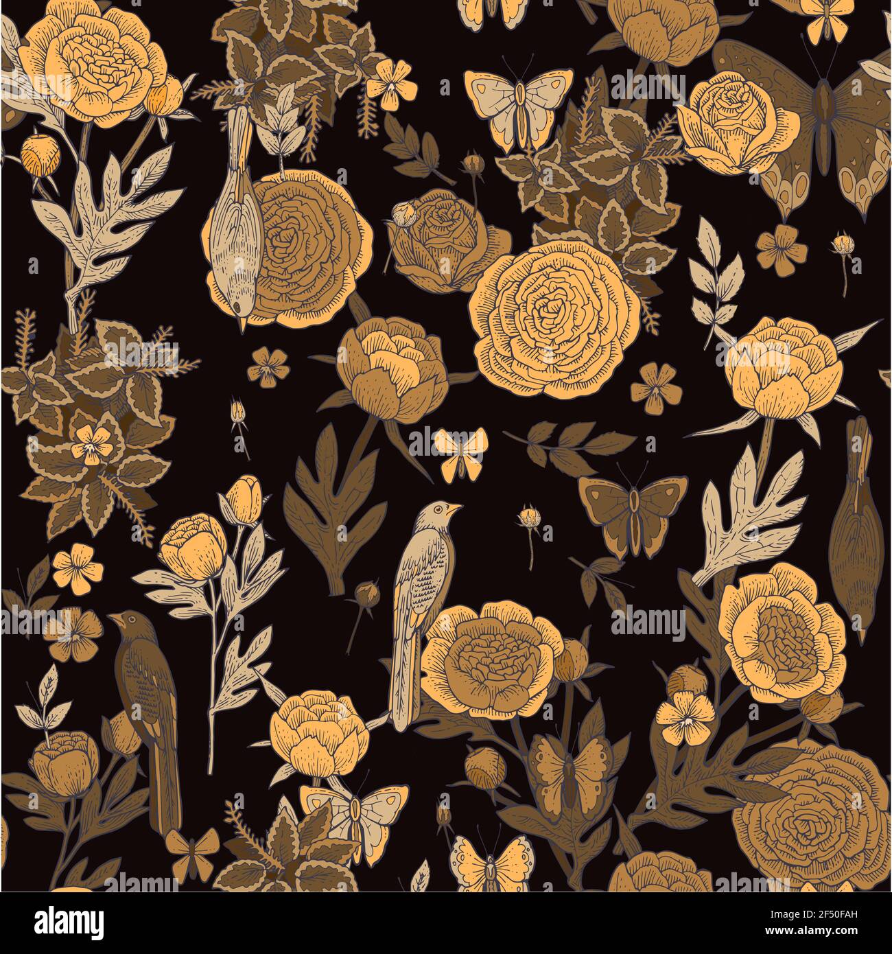 peony, rose, flowers. Seamless pattern for wallpaper and fabric ...