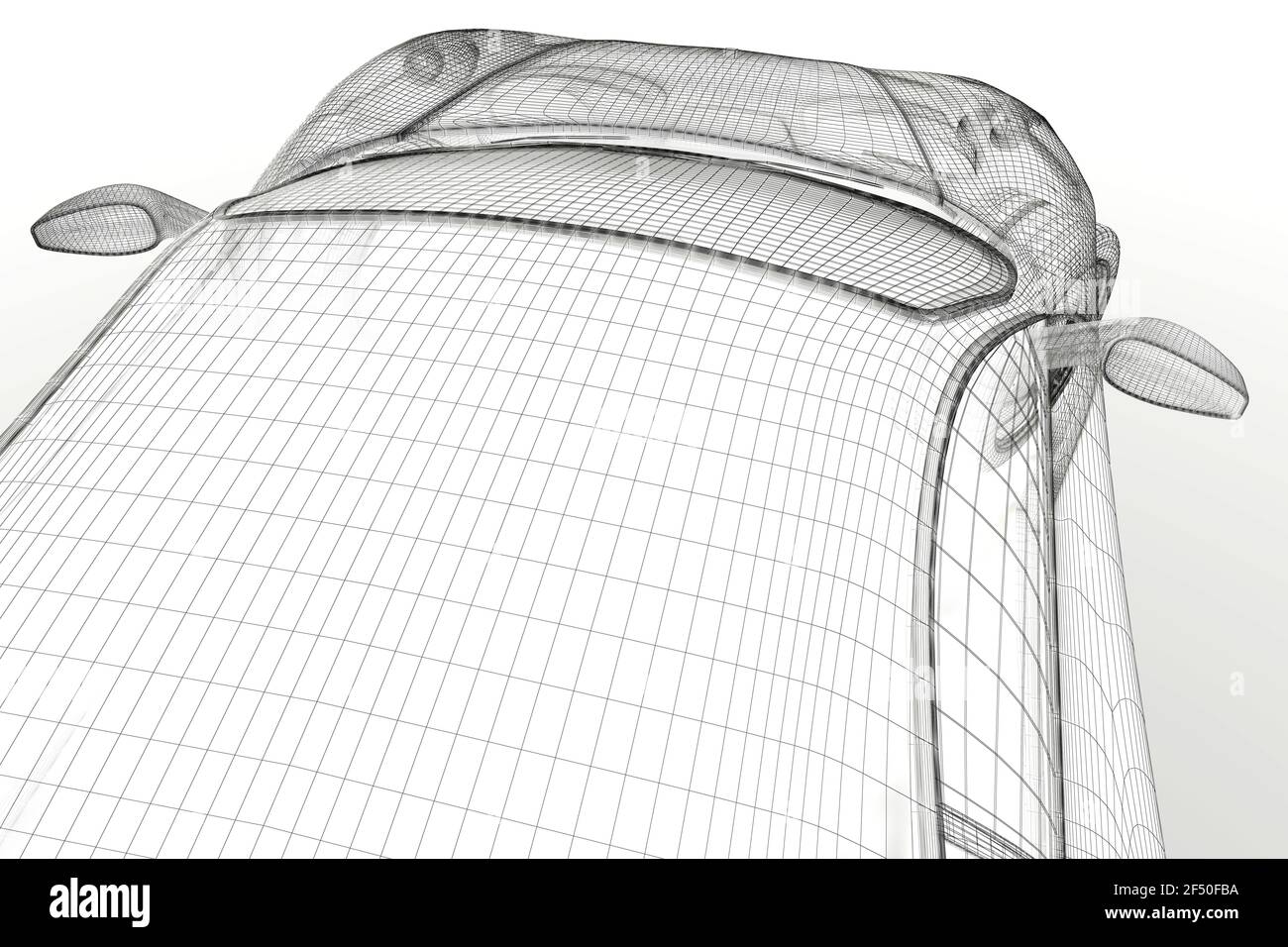 Car vehicle 3d blueprint mesh model on a white background. 3d rendered ...