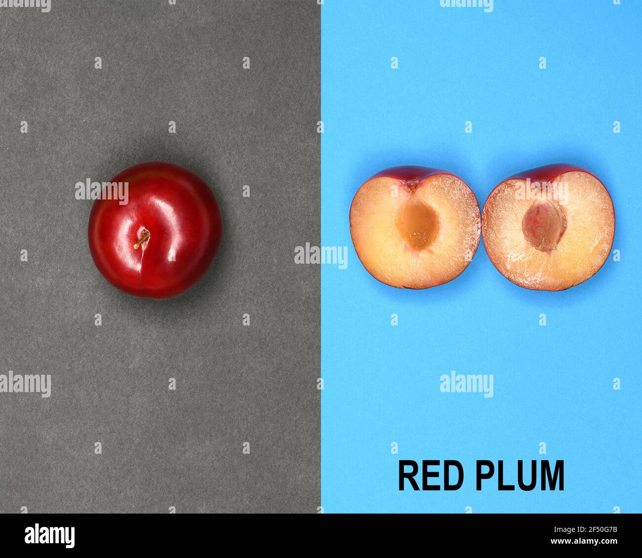 Creative layout made of red plum fruit. High resolution photo. Full ...