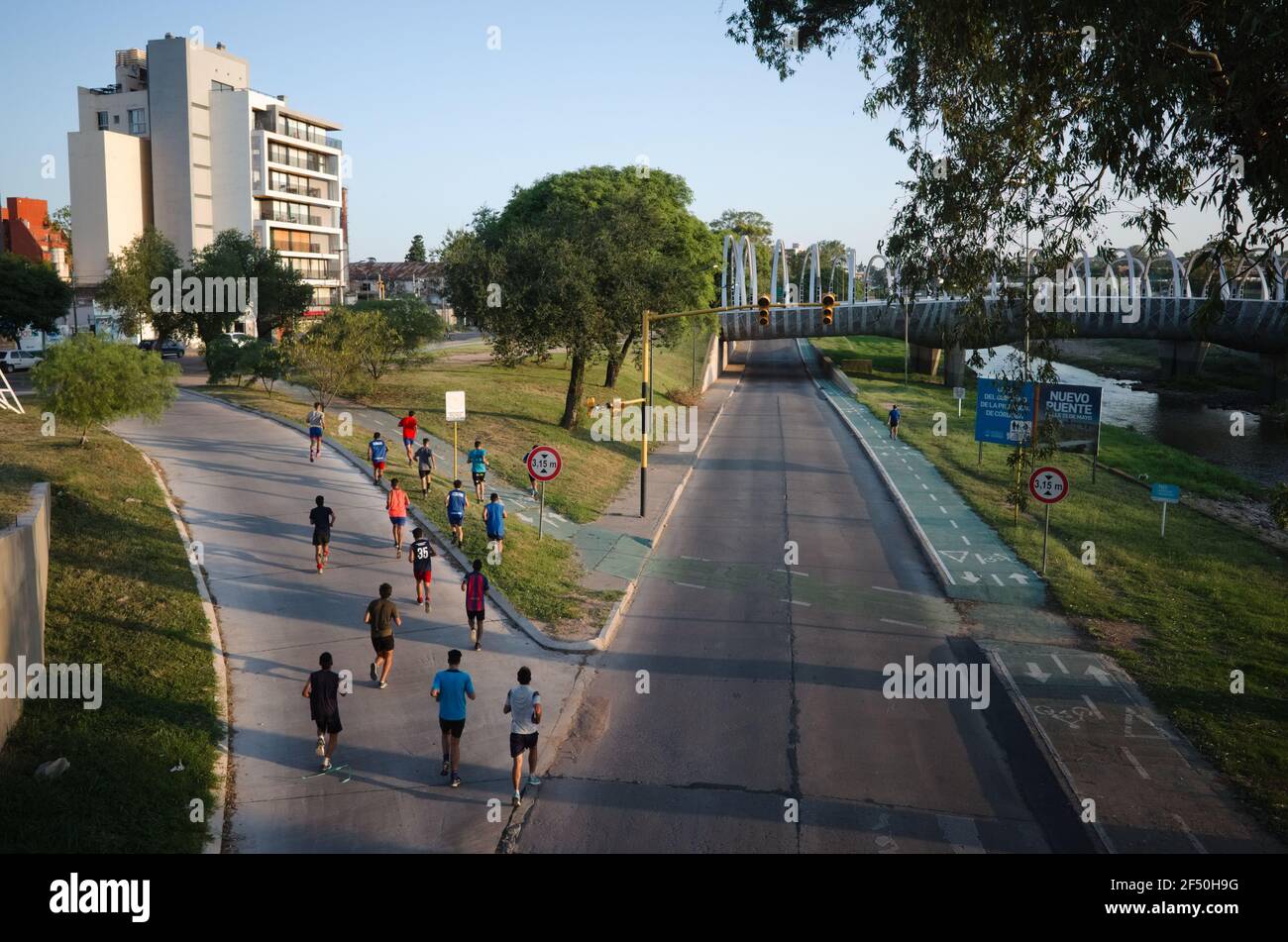 Cordoba, Argentina - January 2020: Group of men jogging in evening in ...