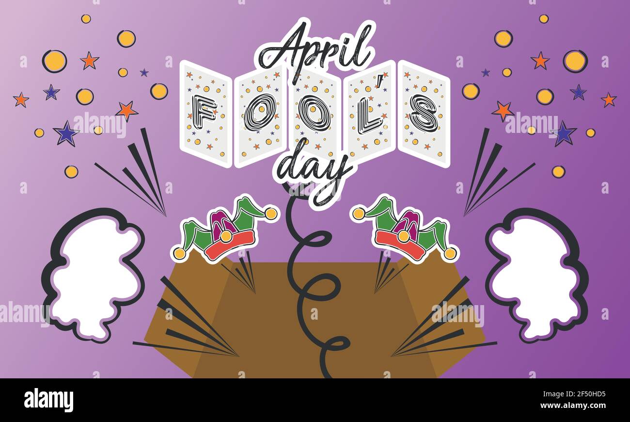 April fool day banner. Funny crazy joke box - Vector Stock Vector Image ...