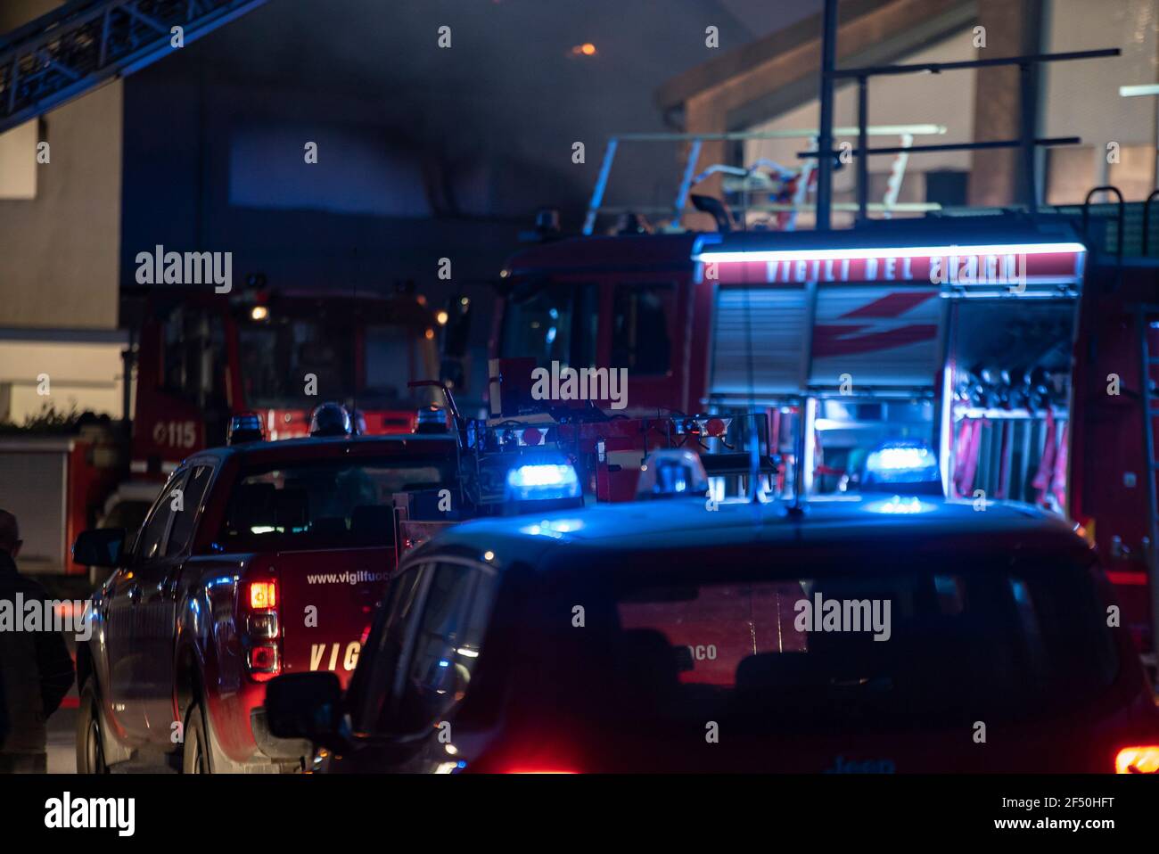Night firefighters detail 2 Stock Photo - Alamy