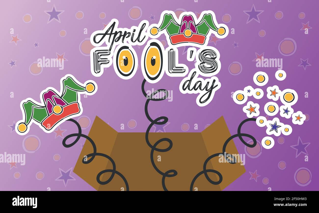 April fool day banner. Funny crazy joke box - Vector Stock Vector Image ...
