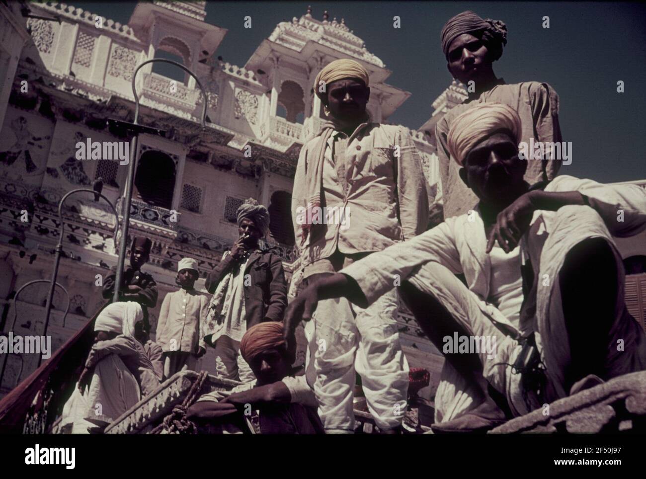 Travel Photos India. Group of men on a staircase (maybe in front of a ...
