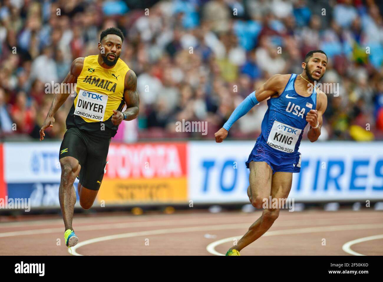 Rasheed Dwyer (Jamaica), Kyree King (USA). 200 metres men, heats. IAAF ...