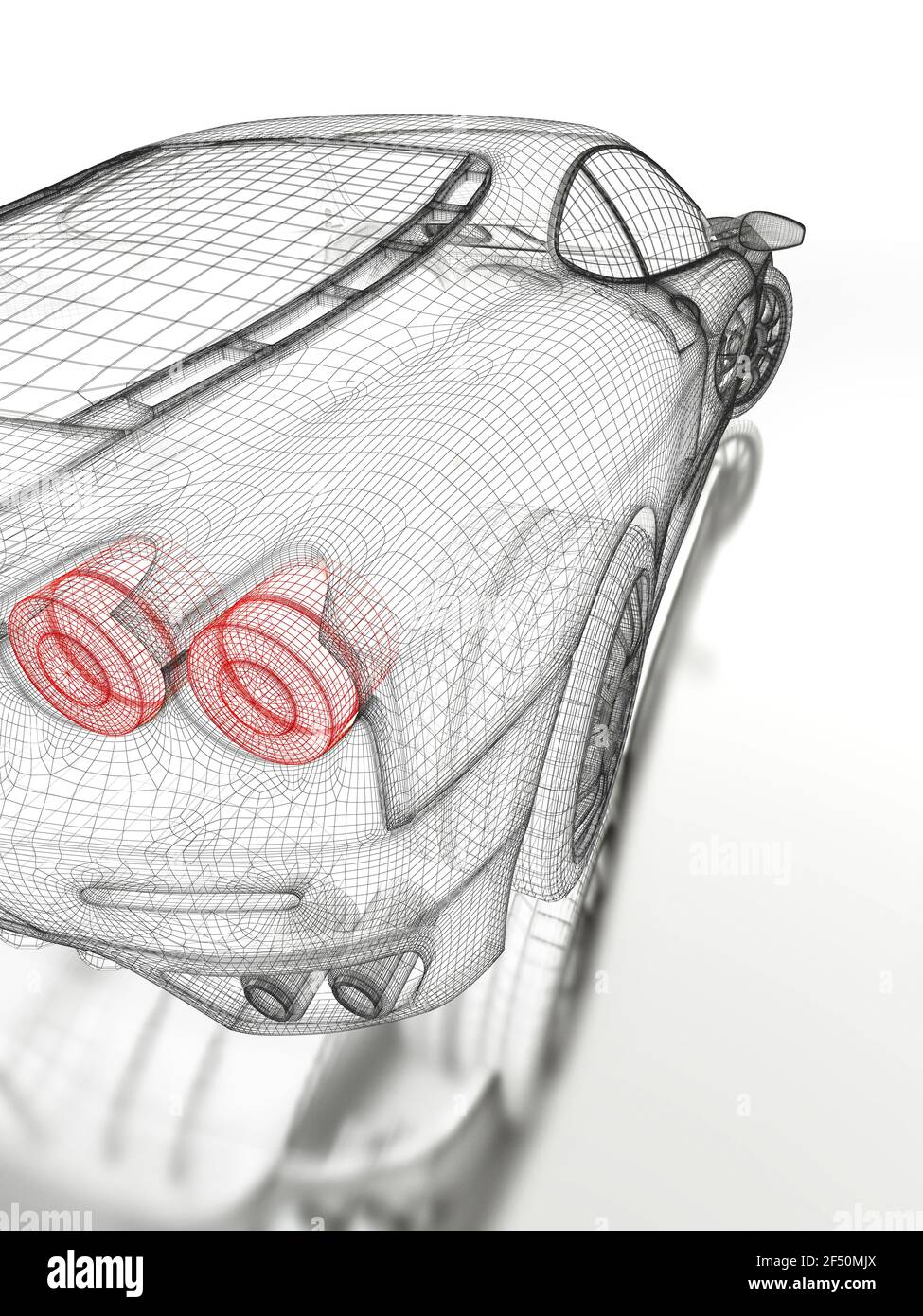 Car vehicle 3d blueprint mesh model on a white background. 3d rendered ...