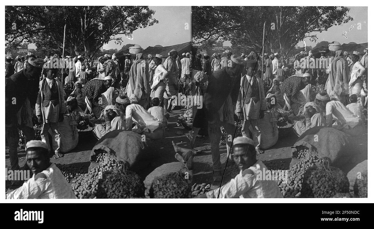 Assembly of many native men in Lucknow (today Lakhnau Stock Photo - Alamy