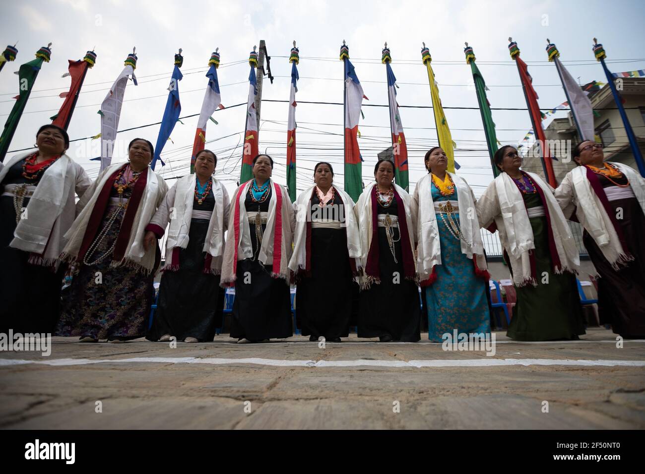 Kathmandu, Nepal. 23rd Mar, 2021. Hyolmo community people performing ...