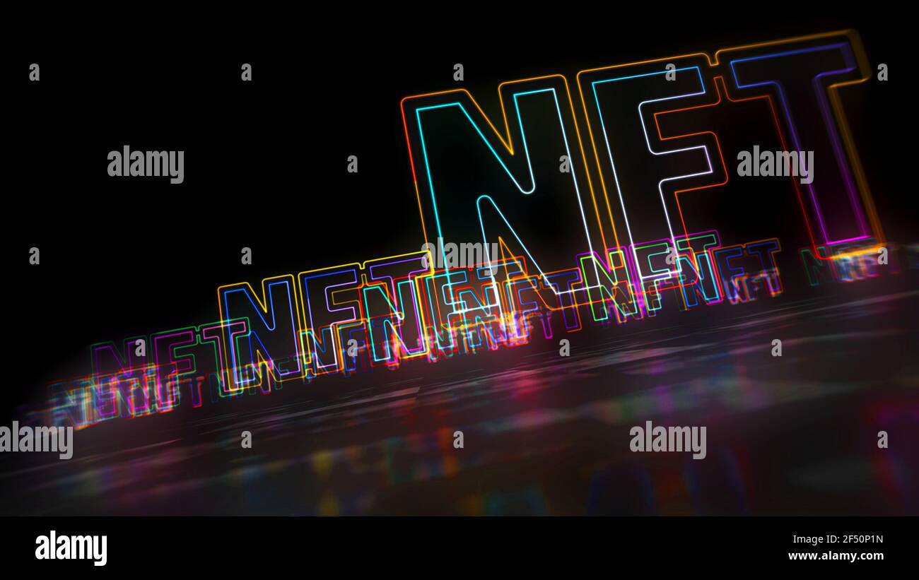 NFT crypto art sign, non fungible token of unique collectibles ...