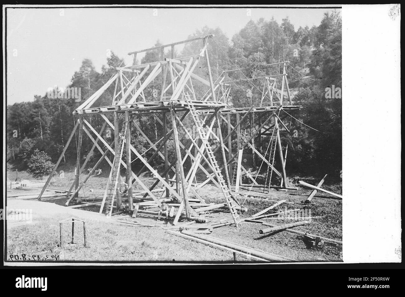 German railway troops. Construction of a field railway bridge Stock ...