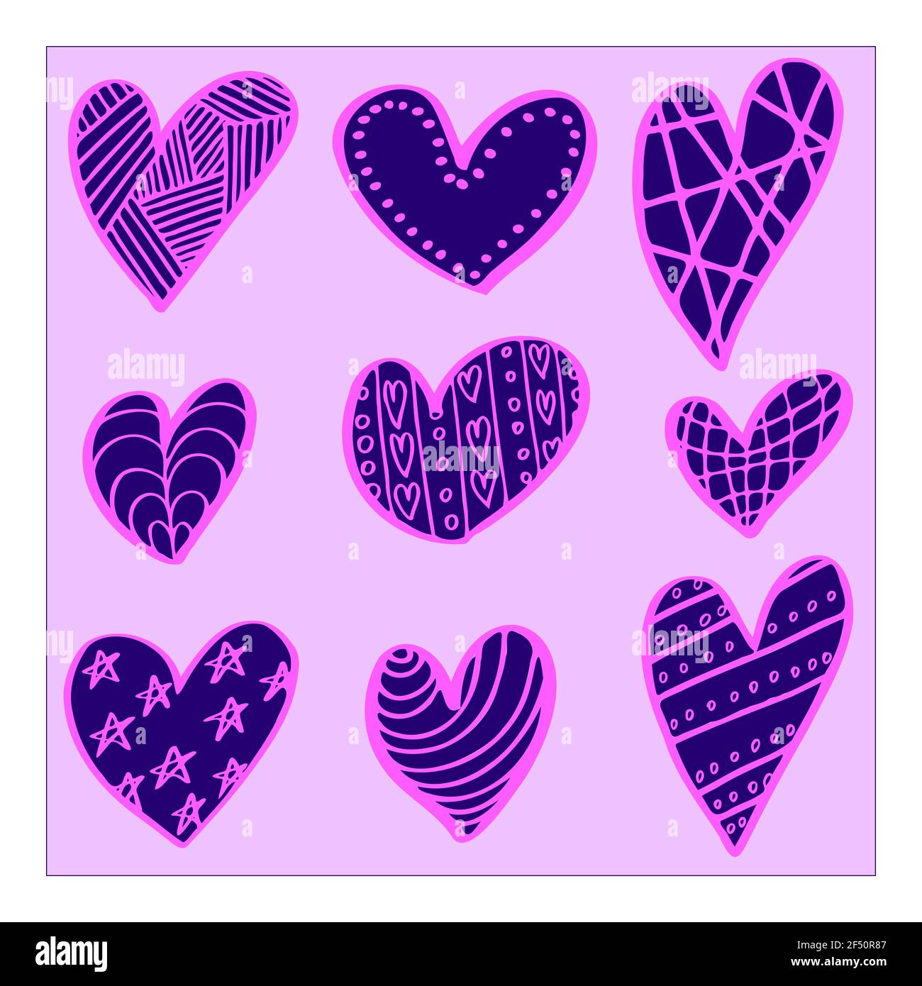 Cute cartoon set hearts Cut Out Stock Images & Pictures - Alamy
