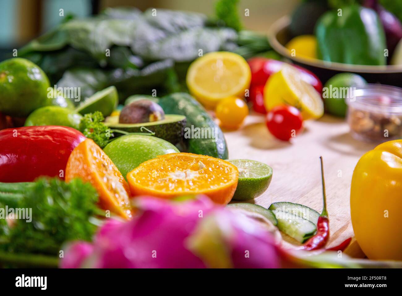 Healthy food clean eating selection: fruit, vegetable, seeds, superfood ...