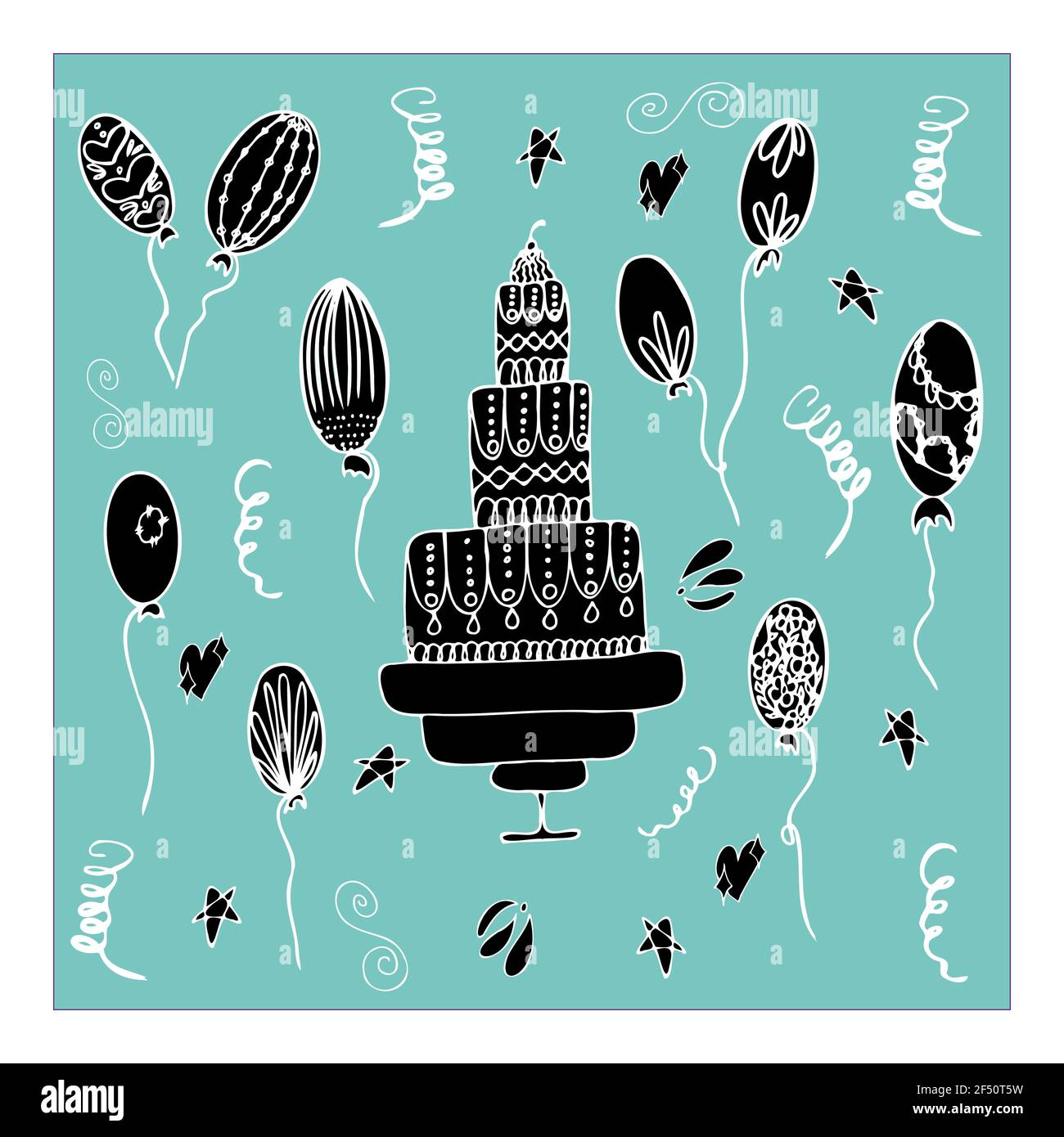 Celebration cake balloons gift Cut Out Stock Images & Pictures - Alamy