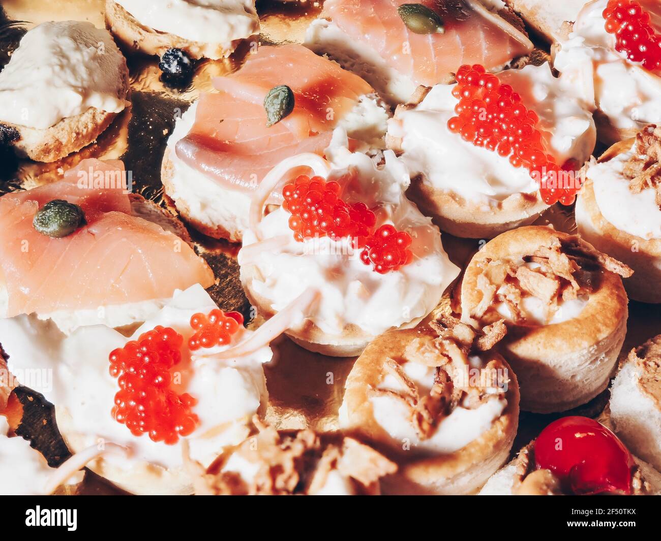 Closeup shot of various fresh canapes with caviar Stock Photo - Alamy
