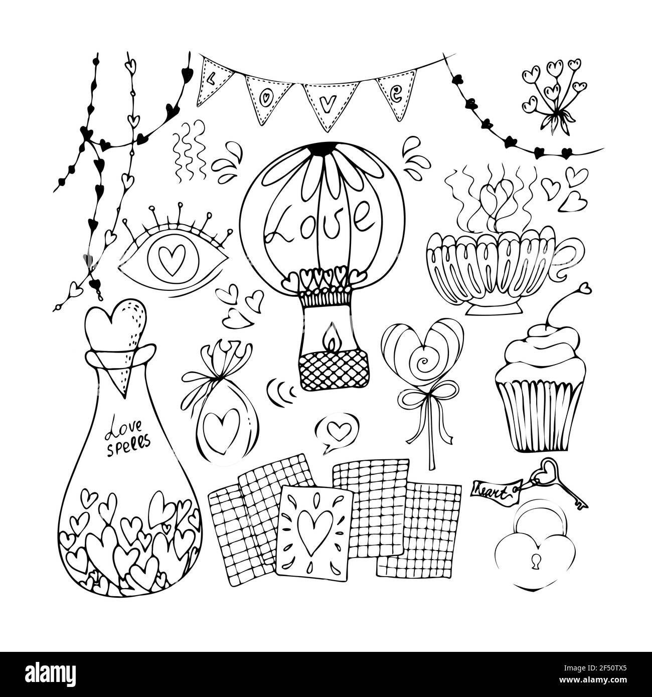 Happy valentines day sketch Black and White Stock Photos & Images - Alamy