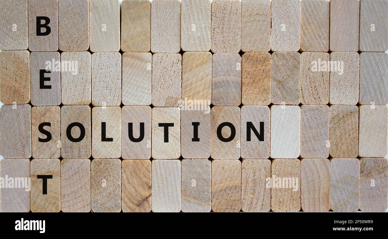 Best solution symbol. Woden blocks with words 'best solution ...