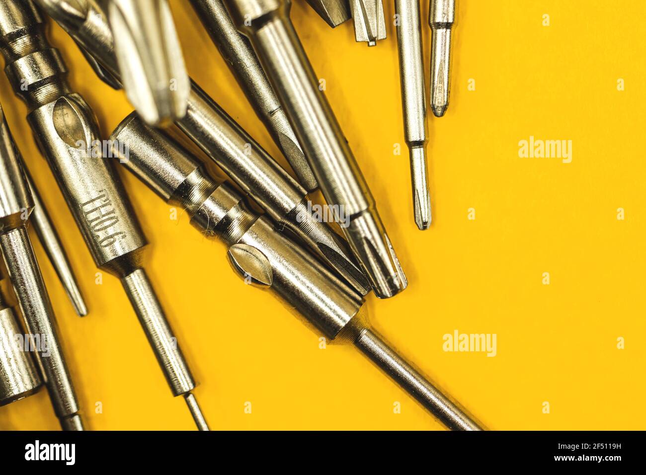 Various replaceable metal bits for mechanical screwdriver, repair ...