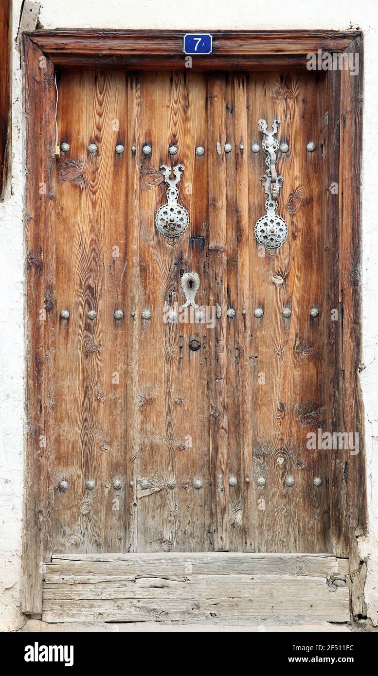 Traditional door at Kemaliye (Egin) in Erzincan, Turkey. Kemaliye is ...