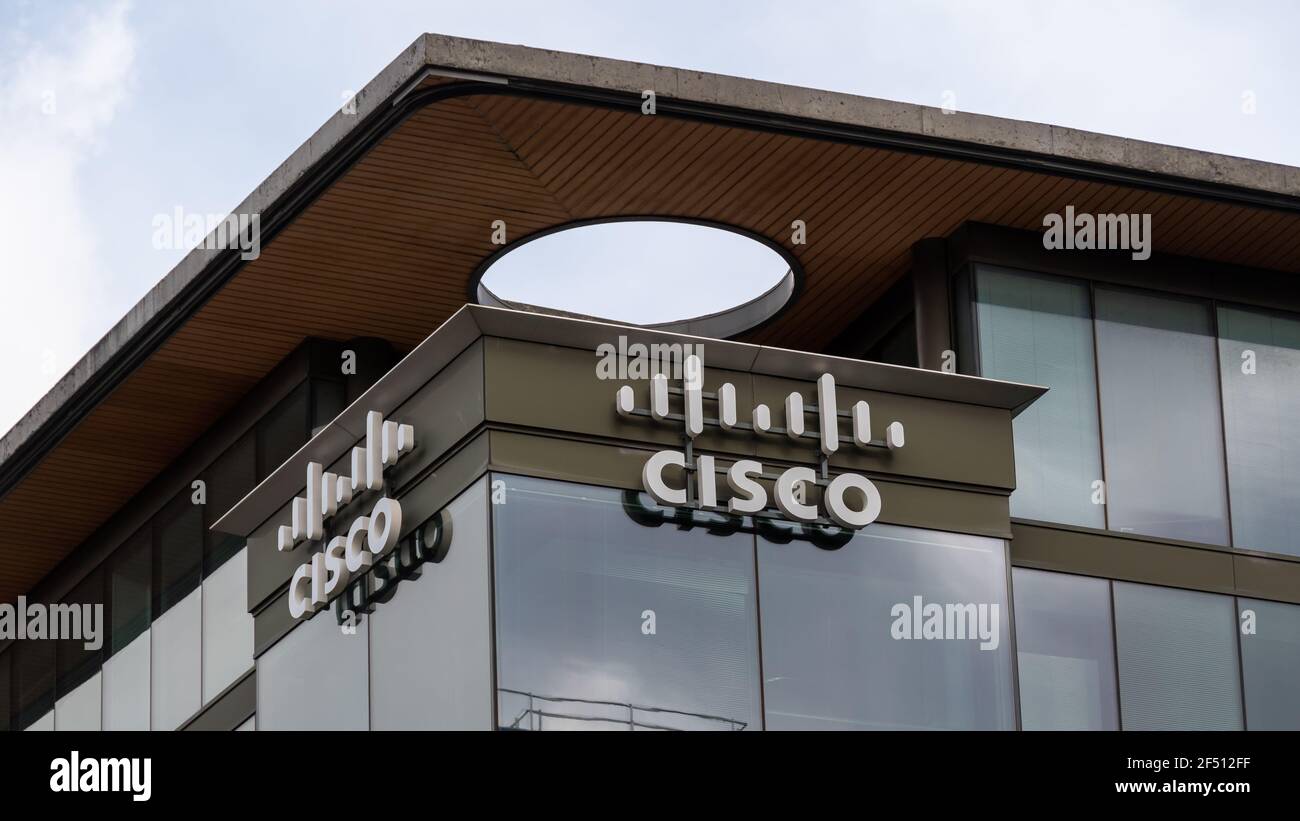 Exterior view of the French headquarters of Cisco Systems France. Cisco ...