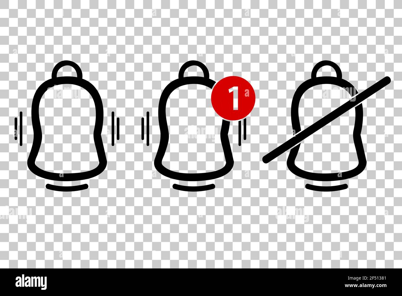 Vector Outline, Icon or Logo, Bell, Ring, alert, notification, Isolated ...