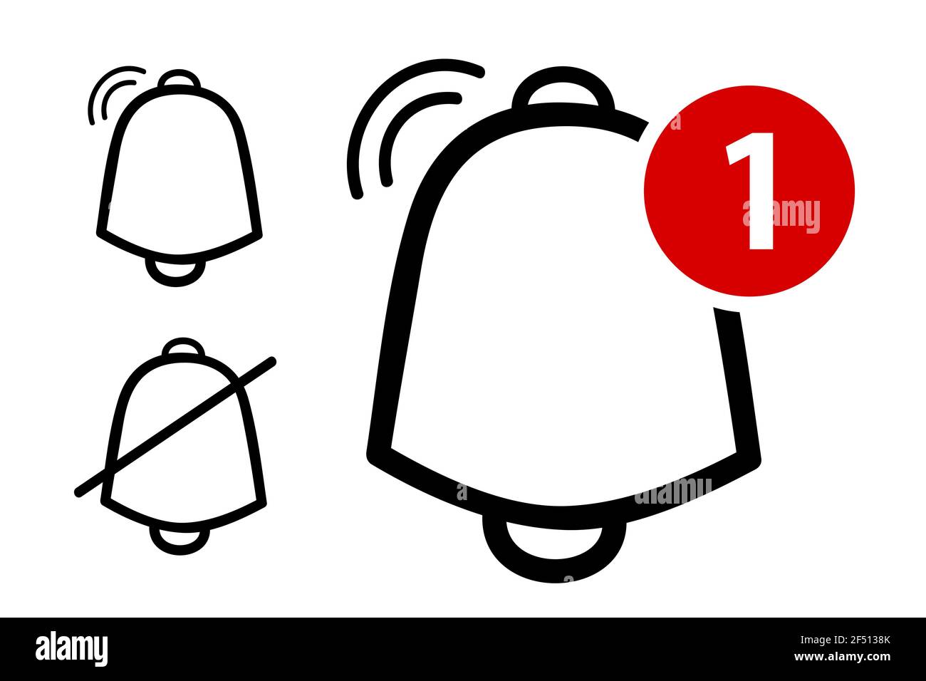 Vector Outline, Icon or Logo, Bell, Ring, alert, notification, Isolated ...