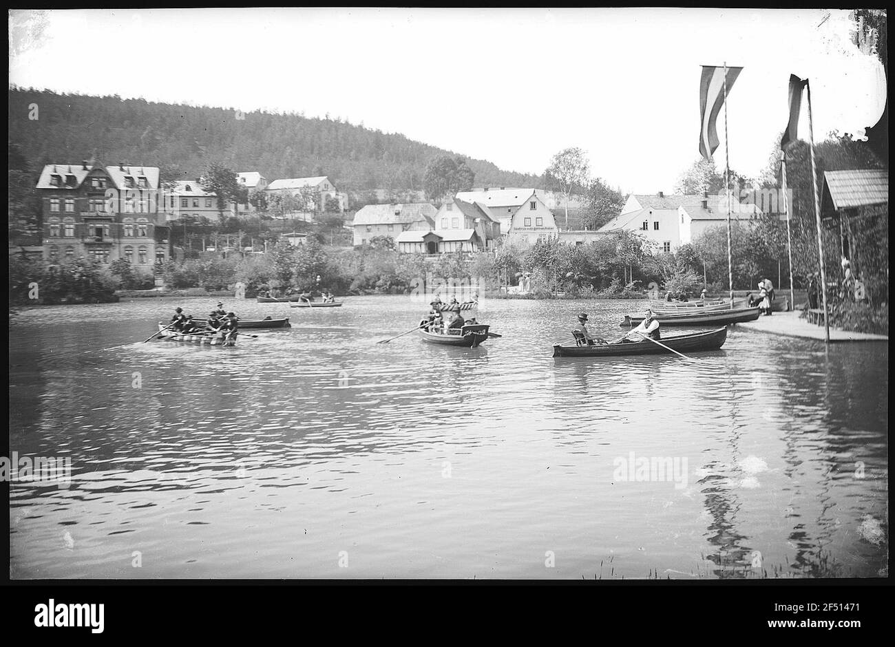 Bad Elster. Luisasee with rowing boats Stock Photo - Alamy