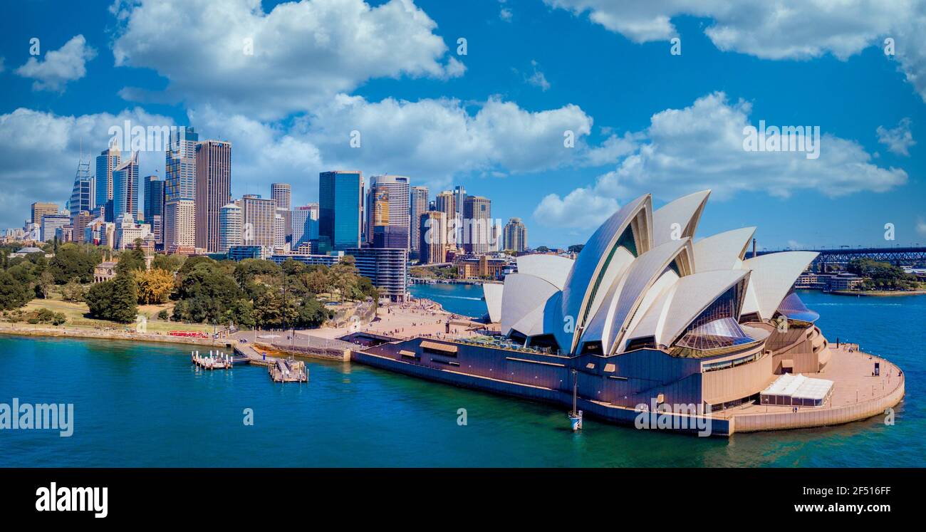 Landscape aerial view of Sydney Opera house around the harbour Stock ...