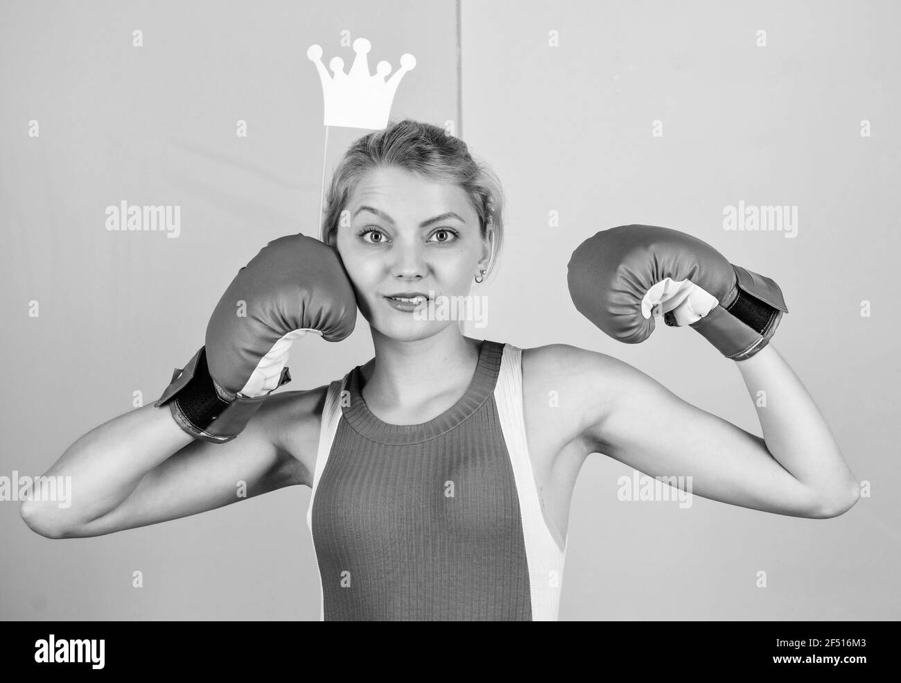 fight for success. female boxer boxing gloves. girl queen sport ...
