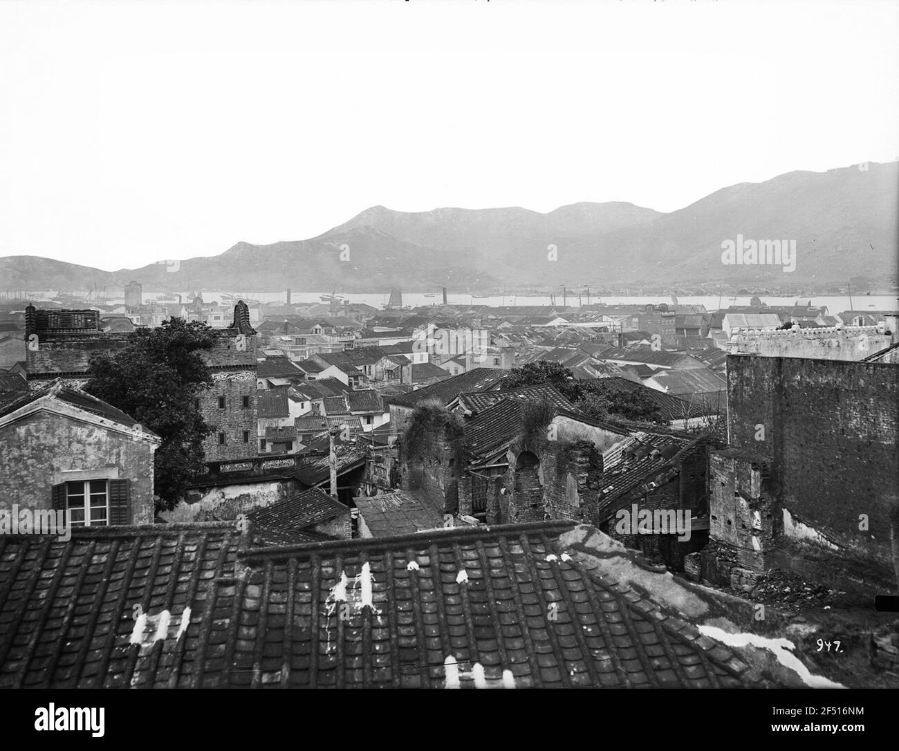 View over city port Black and White Stock Photos & Images - Alamy