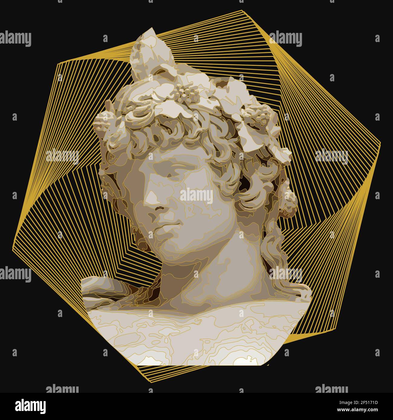 3D rendering of an edit of the Dionysus statue against a black ...